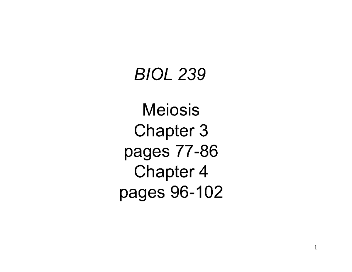 Set6 meiosis - Meiosis - BIOL - Chapter pages 77- Chapter pages 96 ...