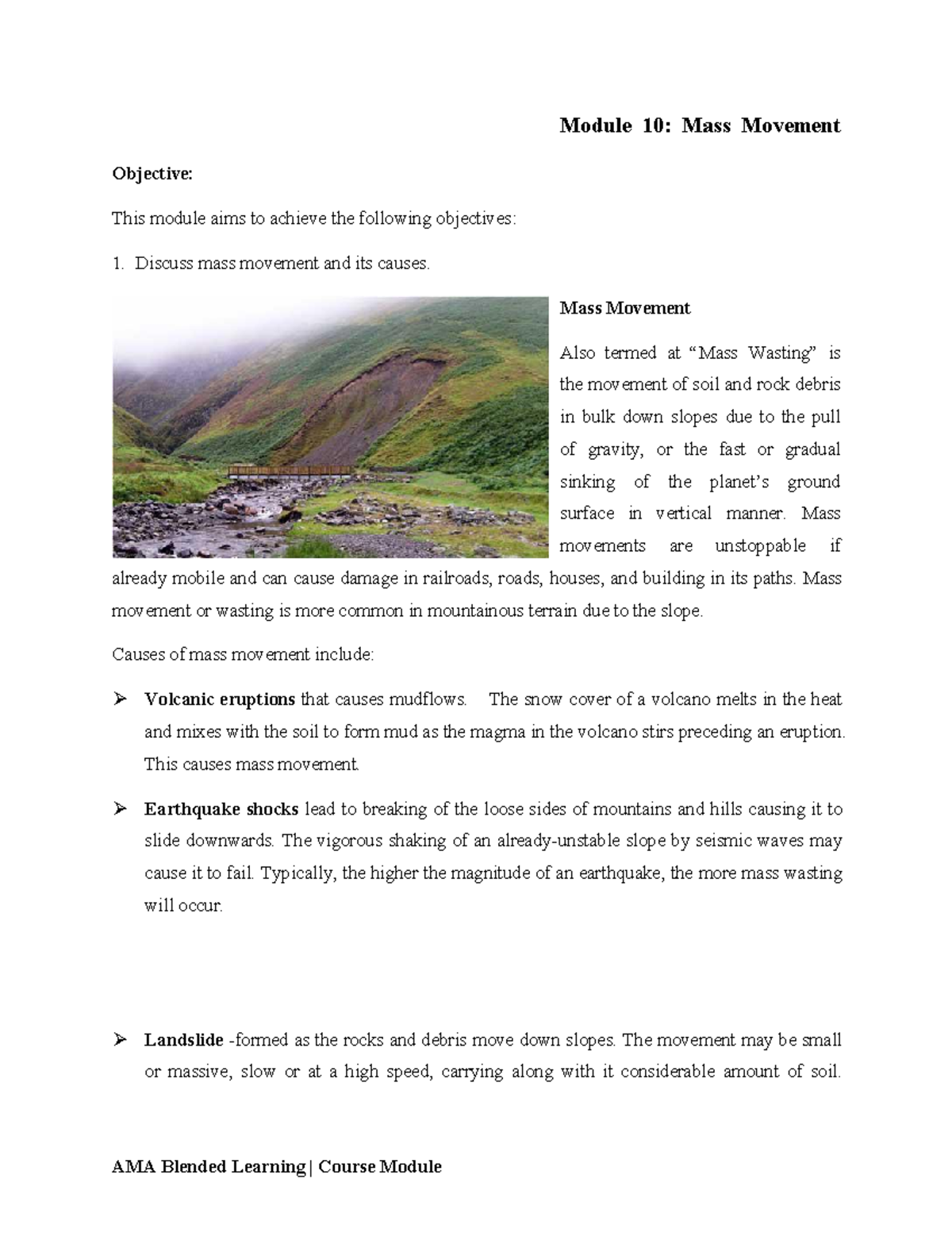 Week 012 Module 10 -Mass Movement - AMA Blended Learning | Course ...