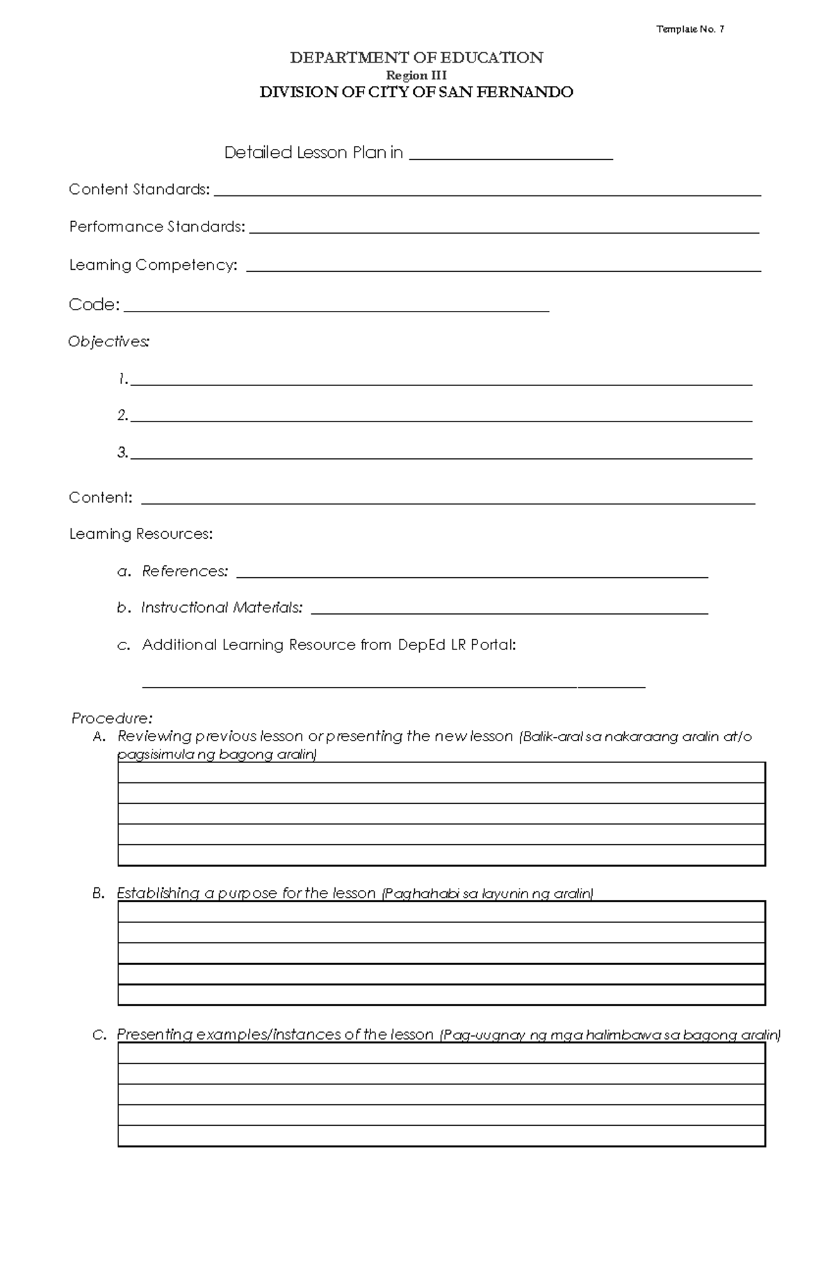 Template-No.-7 Detailed-Lesson-Plan - Template No. 7 DEPARTMENT OF ...