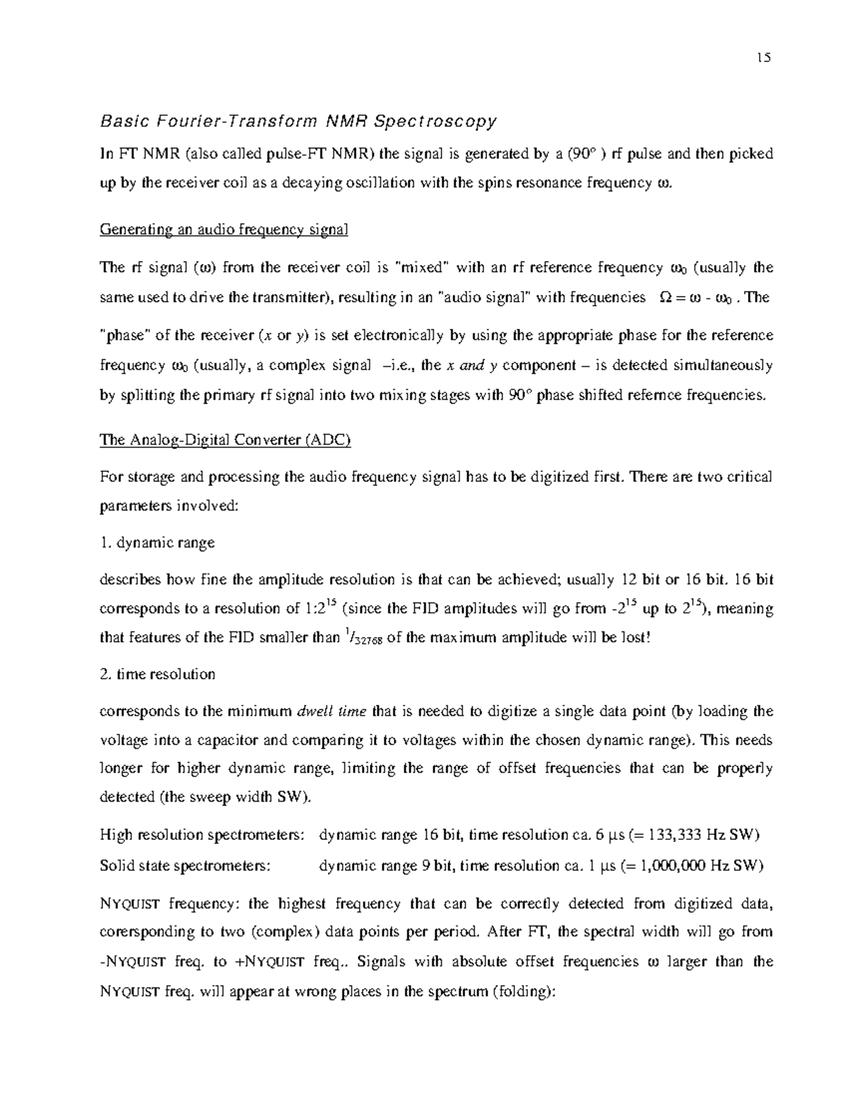 Basic Fourier-Transform NMR Spectroscopy - B a s i c Fo u r i e r -T r ...