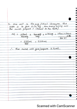 Fundamentals Dosage Calculation Practice Examination - Round answers as ...