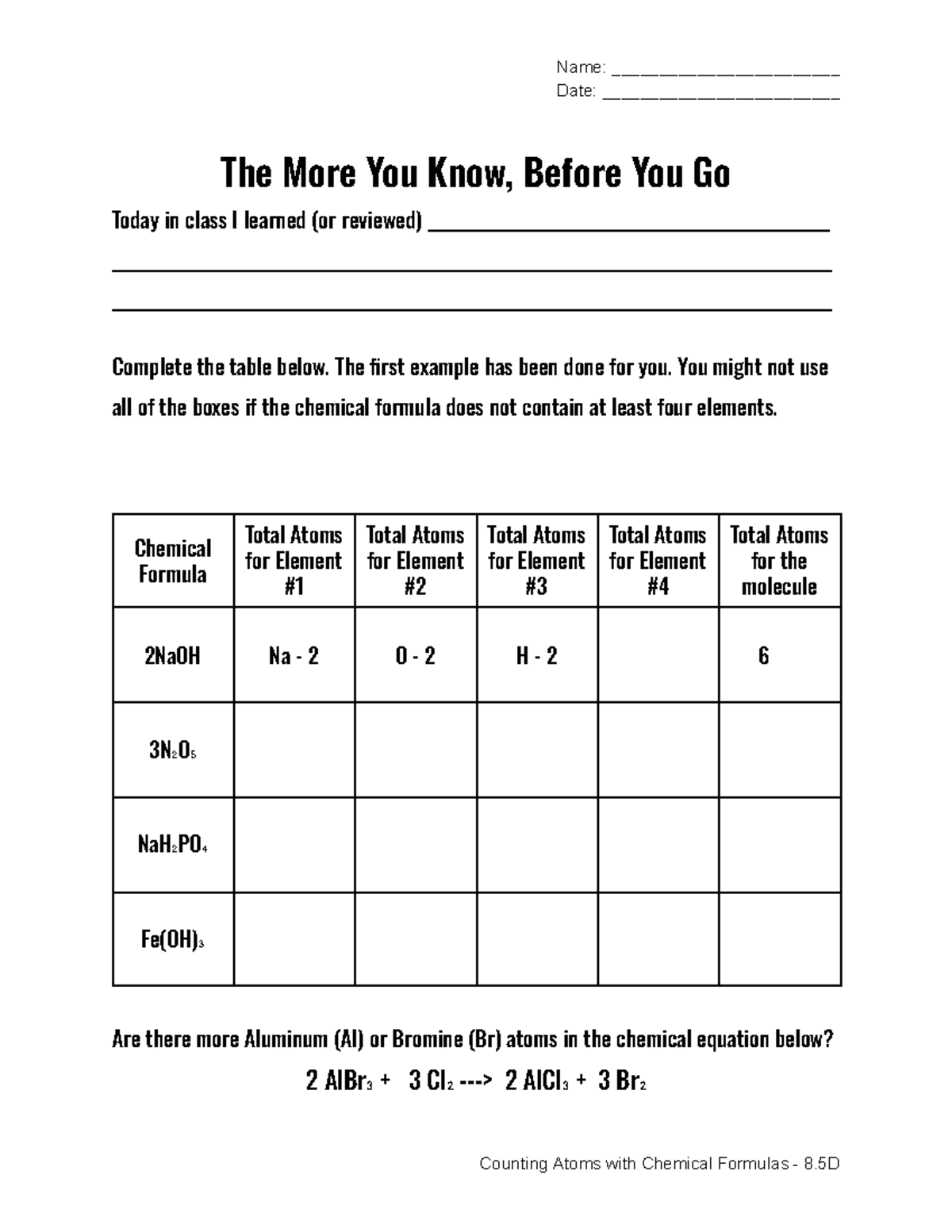 Exit Ticket - 8.5D - Name: ________________________ Date ...