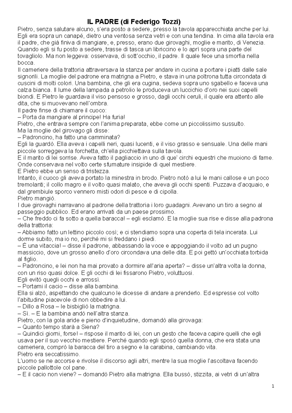 Racconto "Il Padre" (di Federigo Tozzi) - IL PADRE (di Federigo Tozzi ...