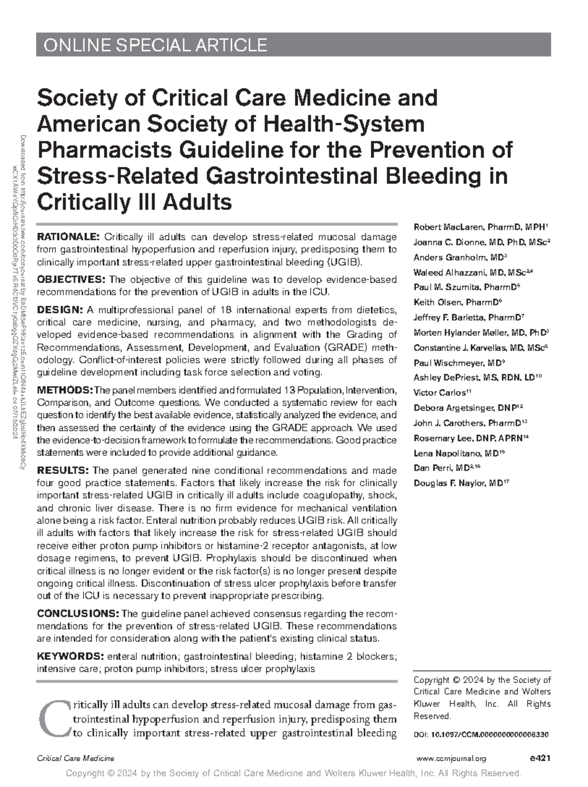 Society of critical care medicine and american - Critical Care Medicine ...