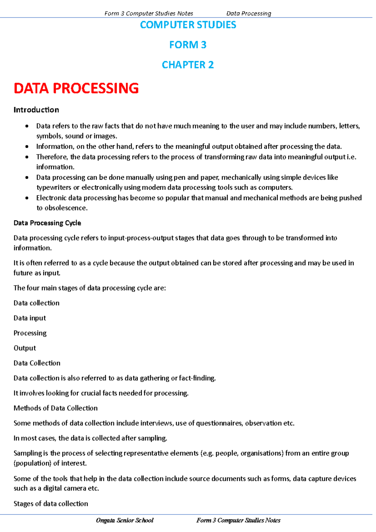 Types OF Computer Processing Files - COMPUTER STUDIES FORM 3 CHAPTER 2 ...
