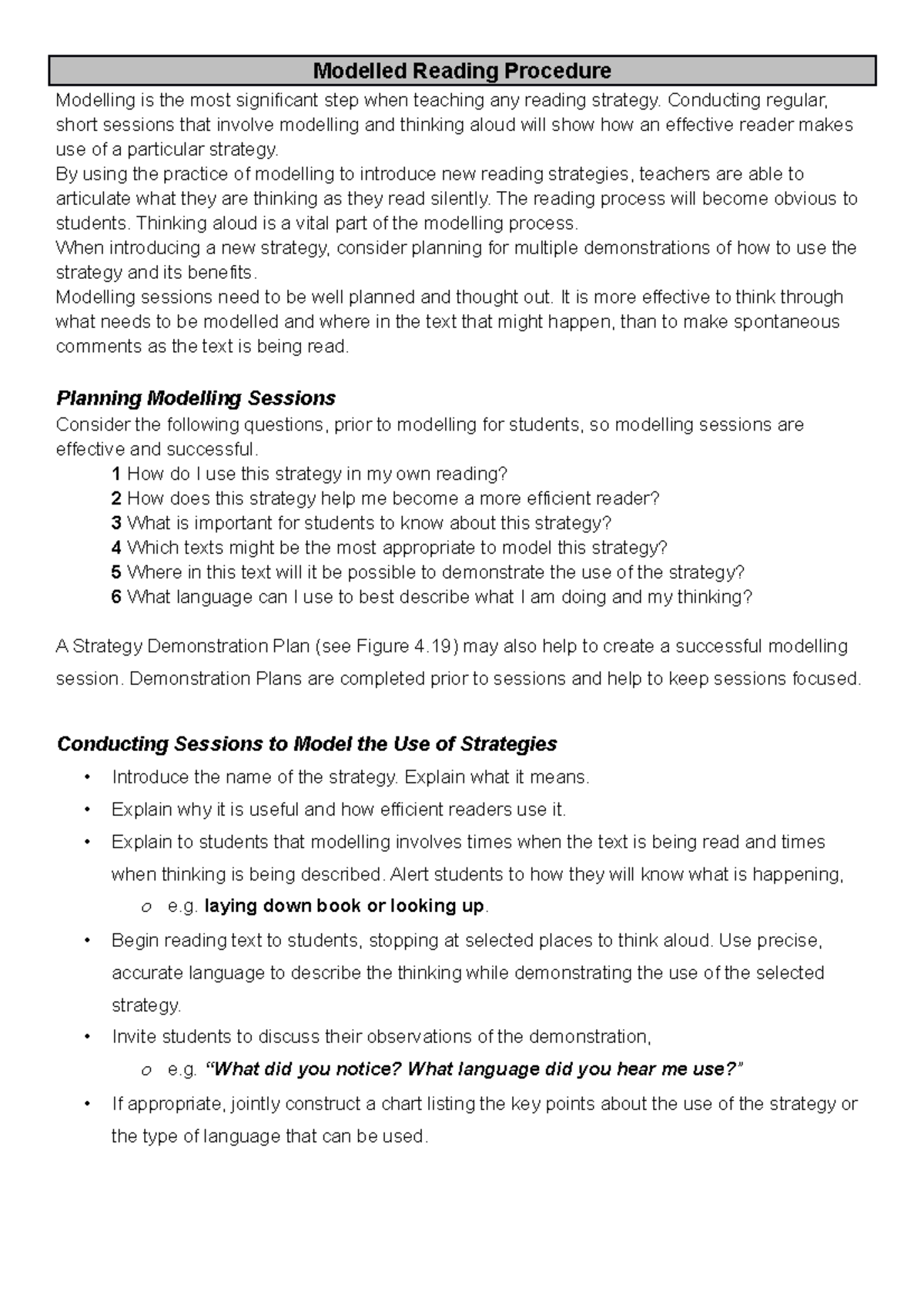 Modelling and Sharing - Modelled Reading Procedure Modelling is the ...