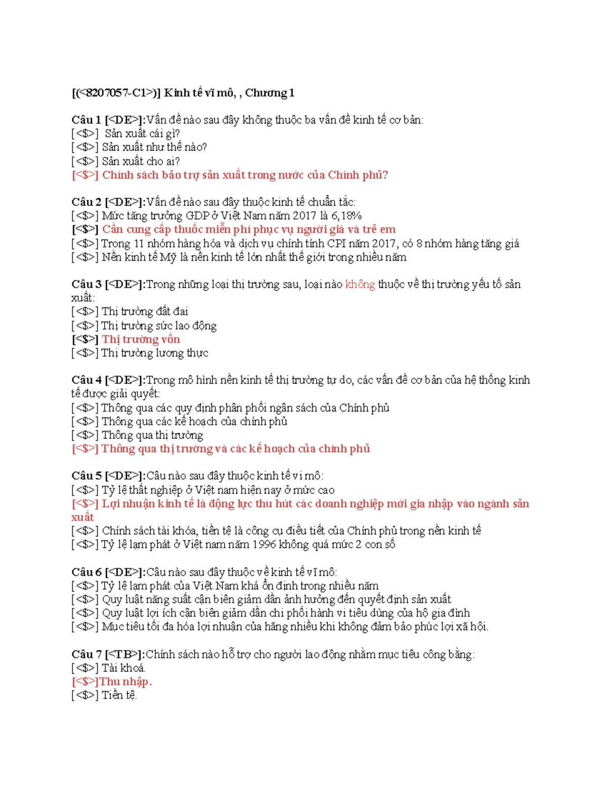 Đề TN Kinh tế vĩ mô gửi sinh viêna - [( )] Kinh tế vĩ mô, , Chương 1 Câu 1 - Studocu