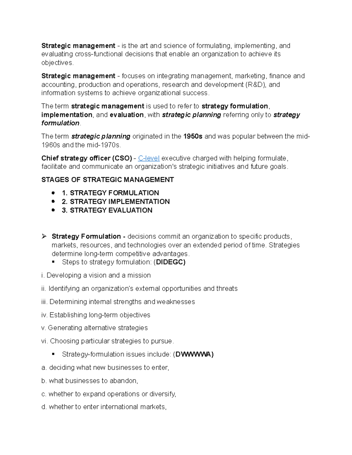 SM Lesson 1 Reviewer - Strategic management - is the art and science of ...