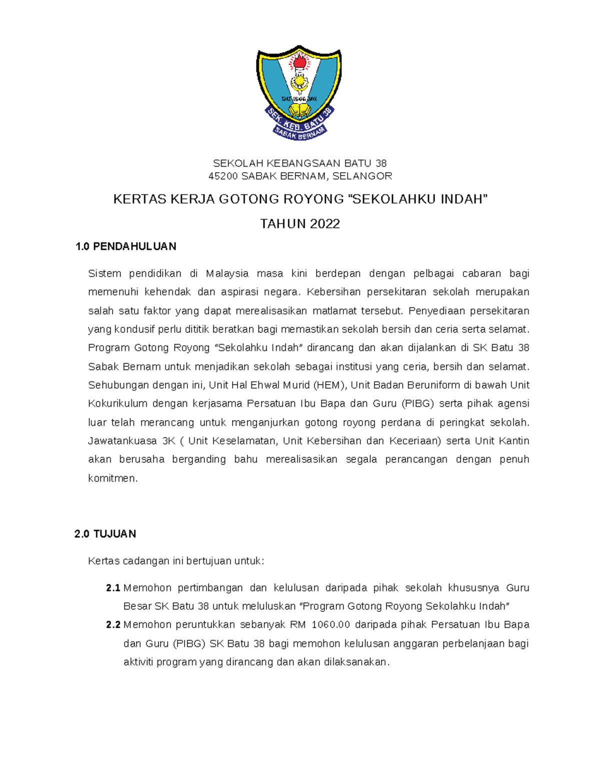 Kertas kerja gotong royong - SEKOLAH KEBANGSAAN BATU 38 45200 SABAK ...