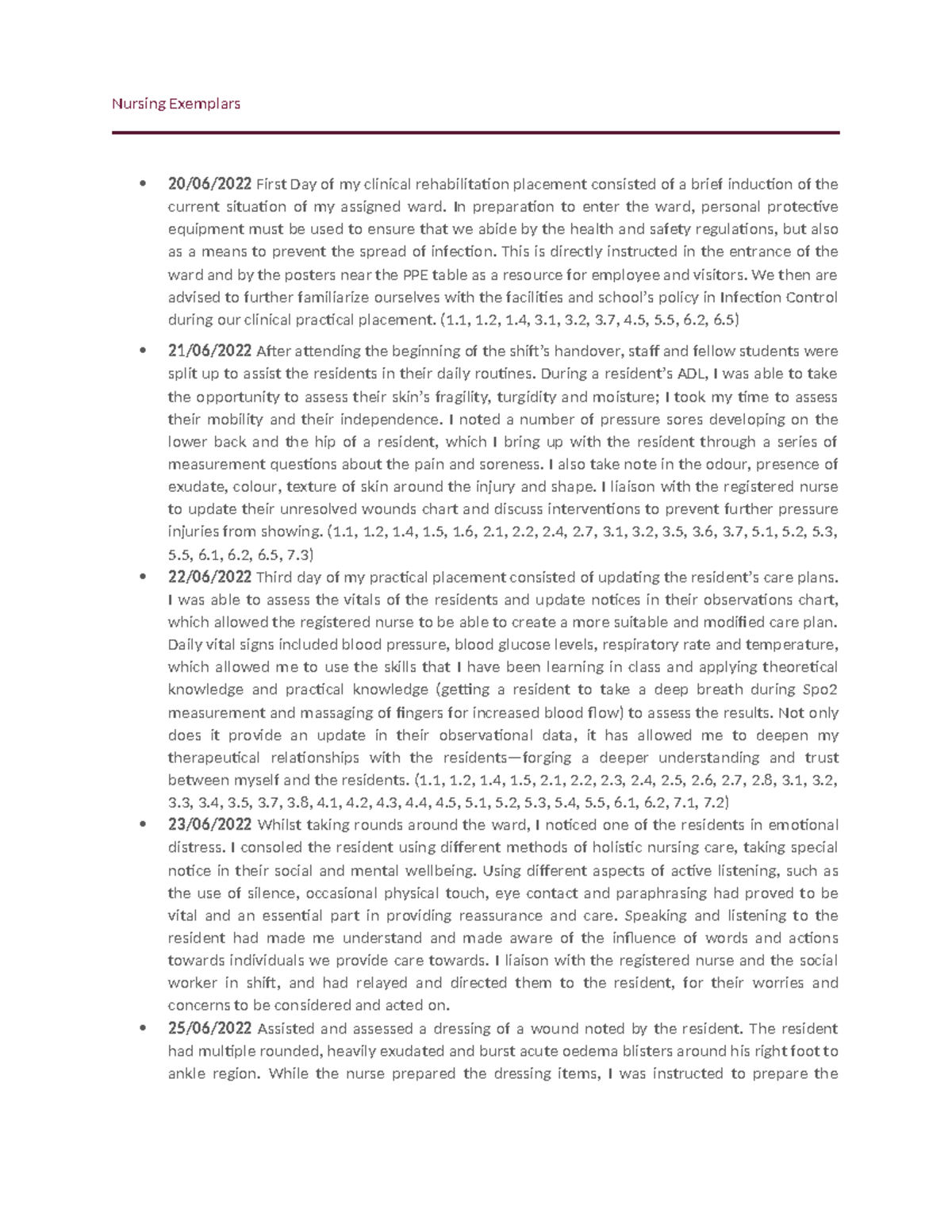 Nursing Exemplars - examples - Nursing Exemplars 20/06/2022 First Day ...