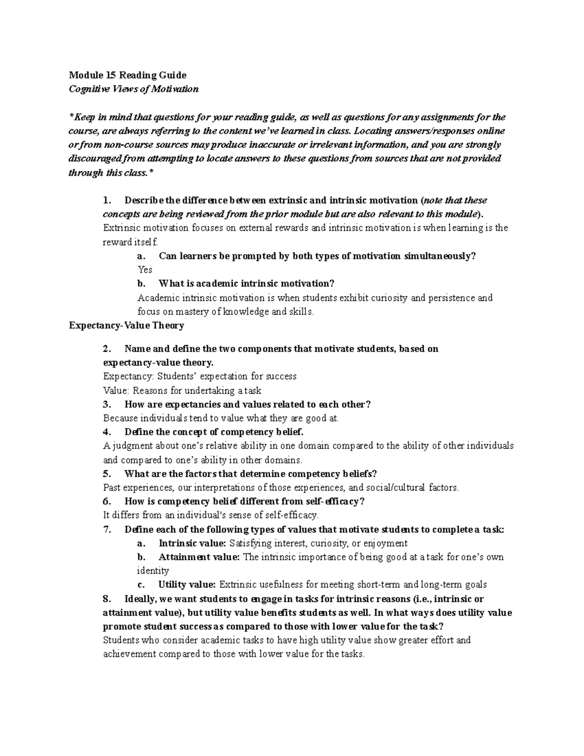 Module 15 Reading Guide - Module 15 Reading Guide Cognitive Views of ...