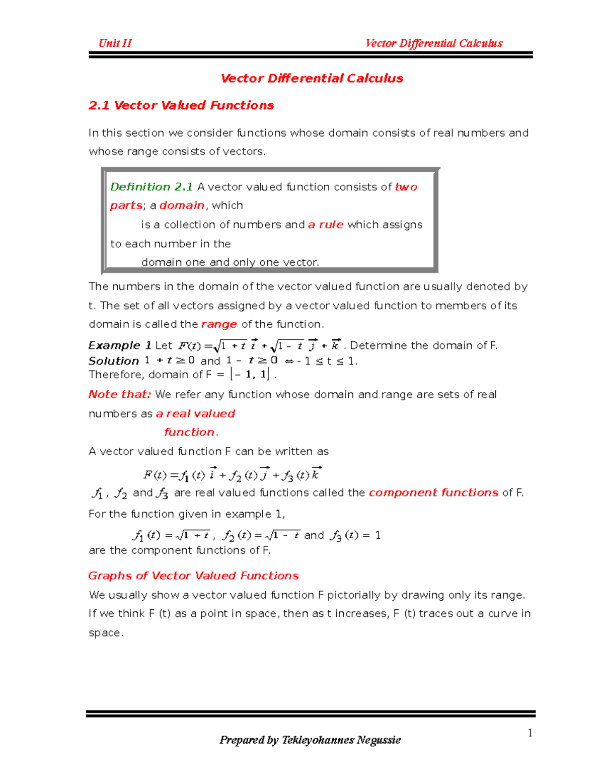 Unit ii vector differential calculus - Vector Differential Calculus 2 ...