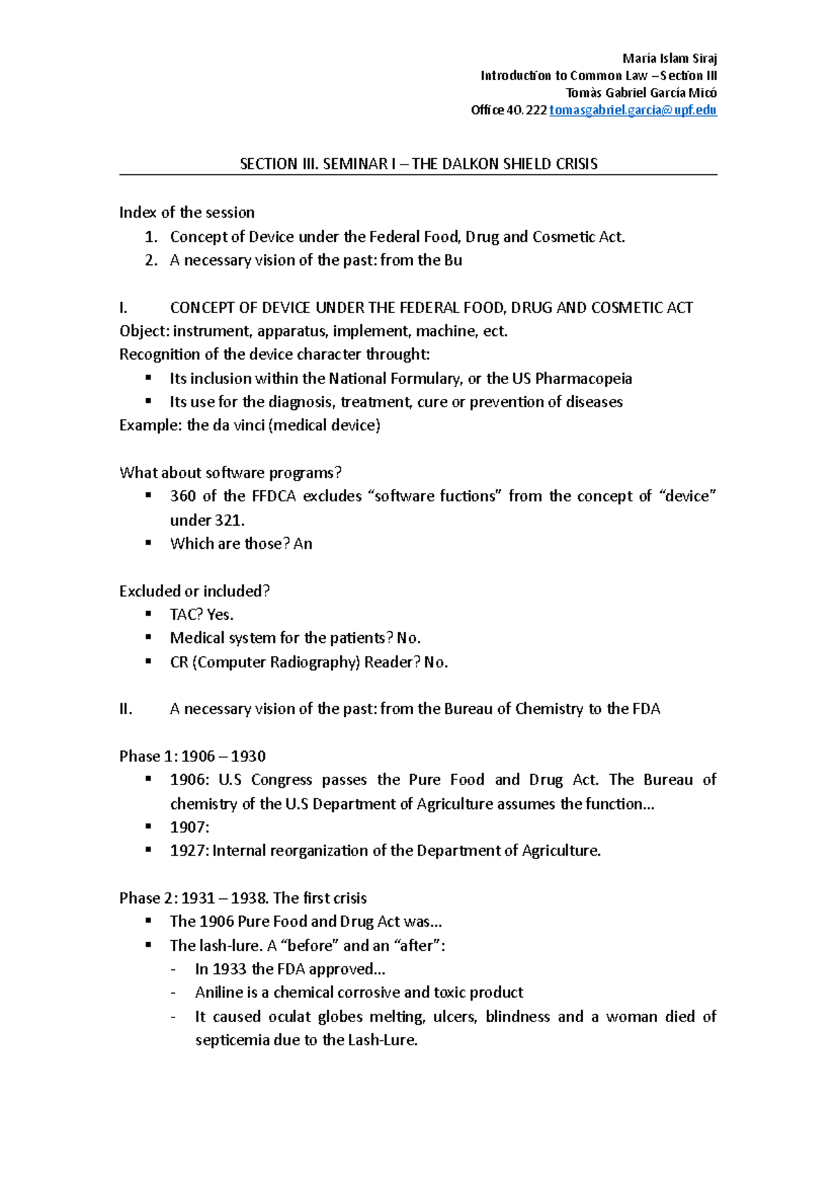 Section III - The Dalkon Shield Crisis - Introduction to Common Law ...
