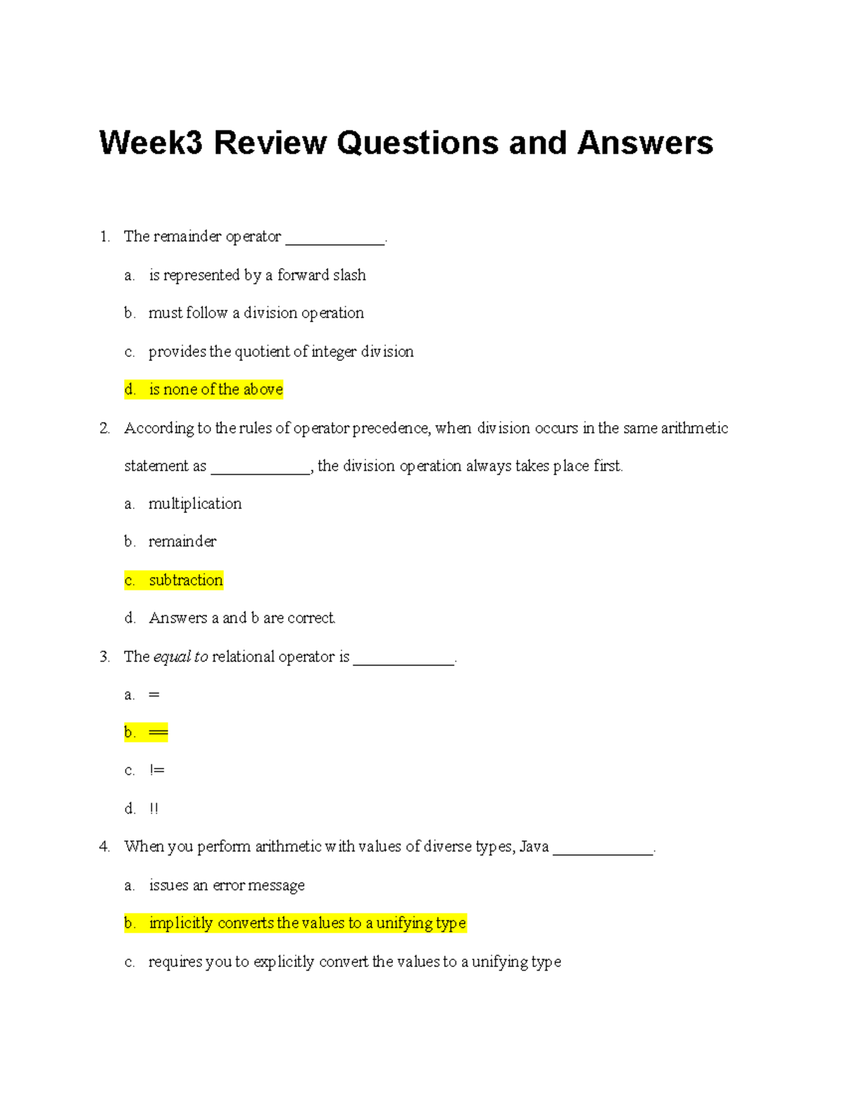 Week3 Review Questions and Answers NMH - Week3 Review Questions and ...