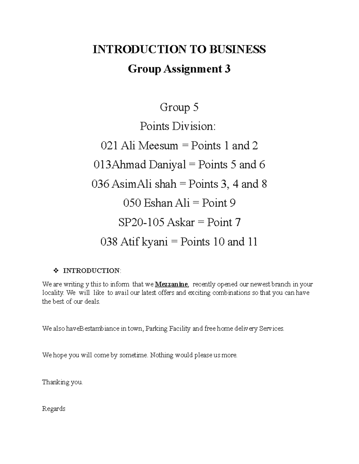 ITB Assignment 3 Group 5 - INTRODUCTION TO BUSINESS Group Assignment 3 ...