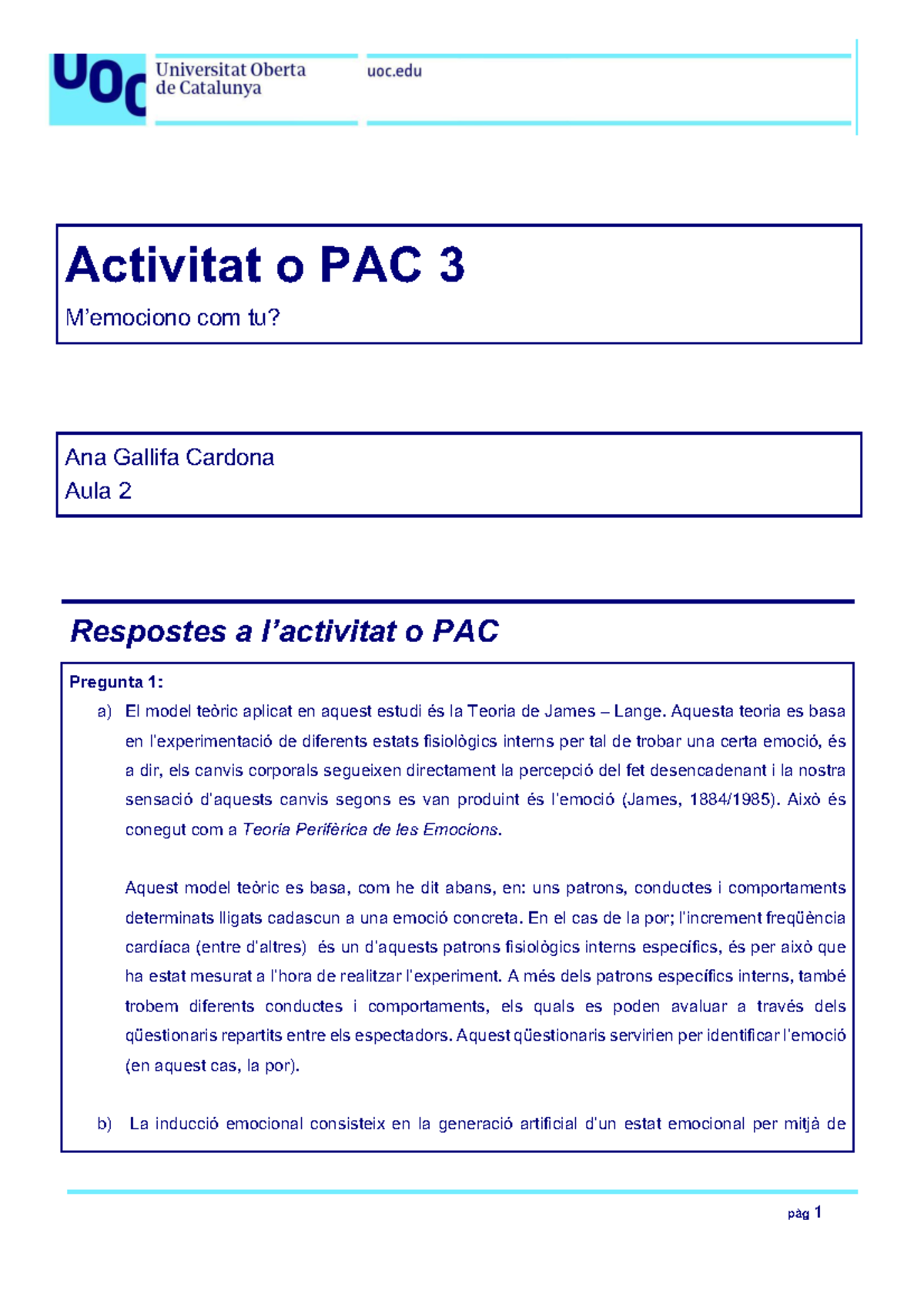 Plantilla-PAC3 - plantilla pac3 - Activitat o PAC 3 M’emociono com tu? Ana Gallifa Cardona Aula ...
