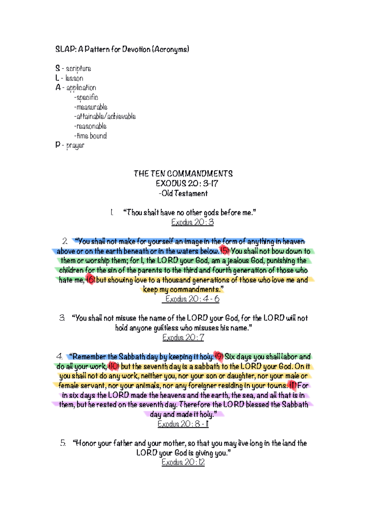 FWS - SLAP & 10 Commandments - SLAP: A Pattern for Devotion (Acronyms ...