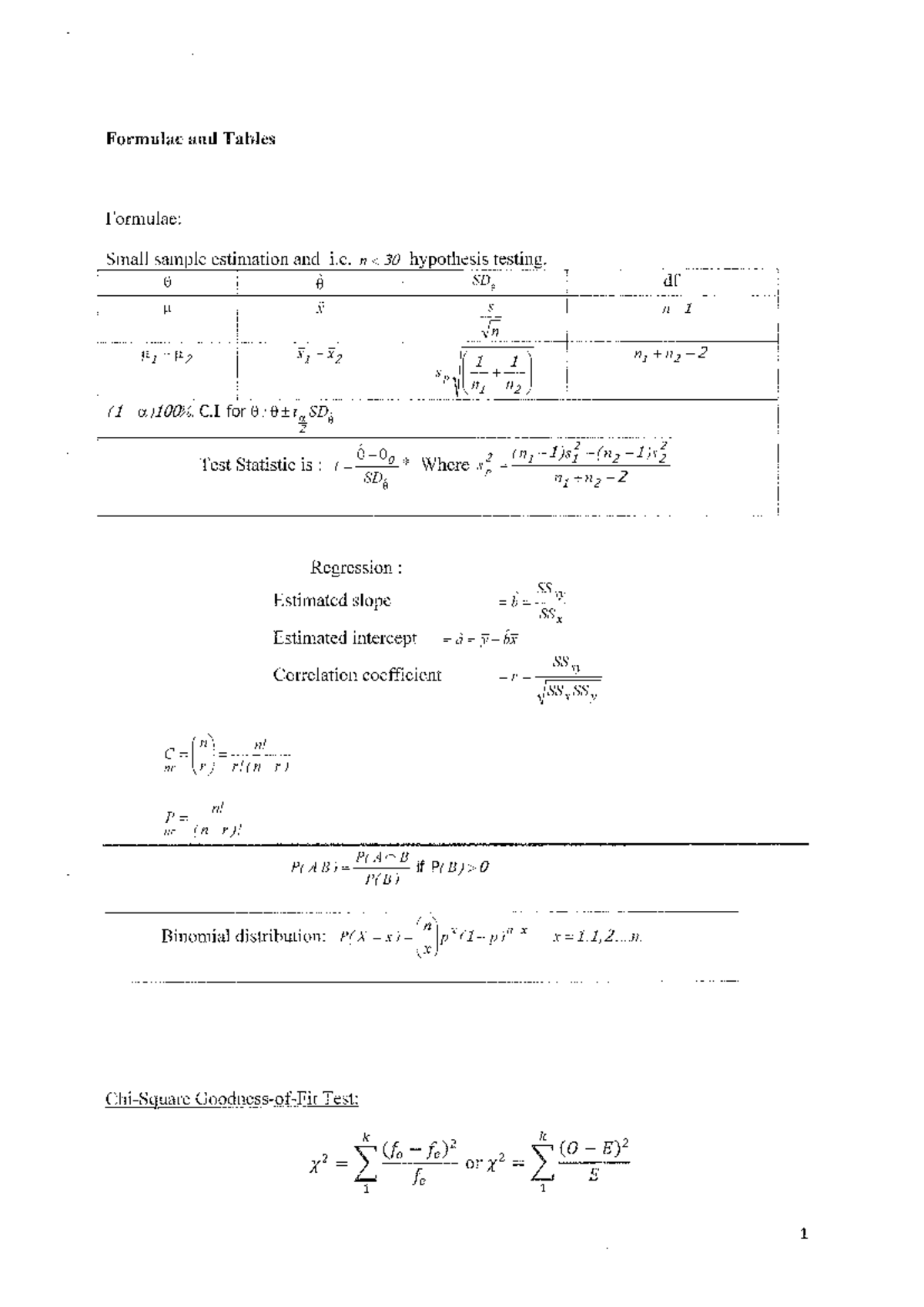 Formula - n hypothesis testing. 0 O df H X In (1 C for Test Statistic ...