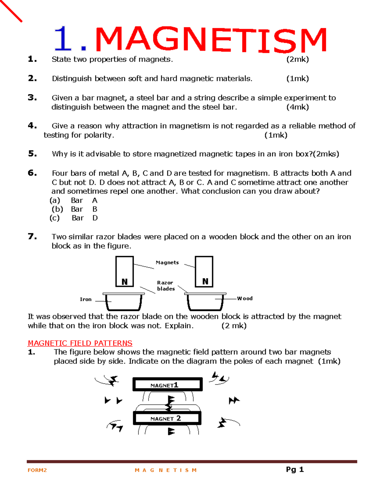 2.0 Magnetism - For first year - Magnets N Razor N blades Iron Wood ...