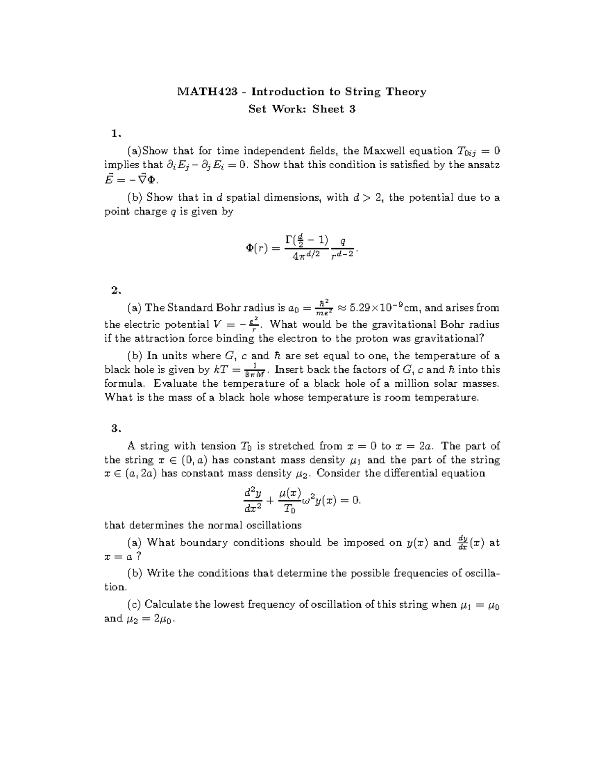 MATH423 2015-2016 Homework 3 - MATH423 - Introduction to String Theory ...