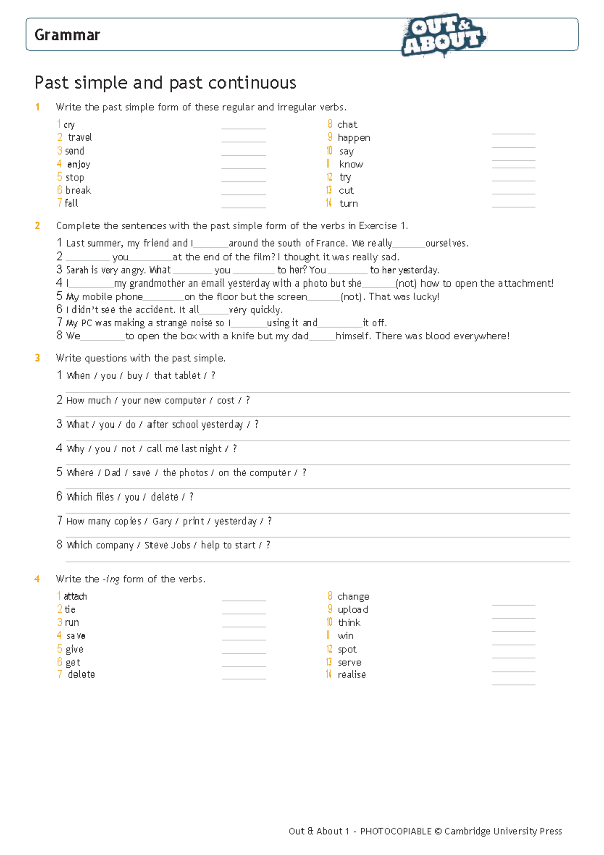 Let's practise - Enjoy it - Grammar Out & About 1 – PHOTOCOPIABLE ...