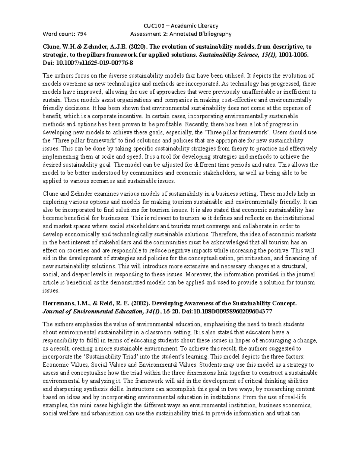 CUC100 Assessment 2 - CUC100 – Academic Literacy Word count: 794 ...