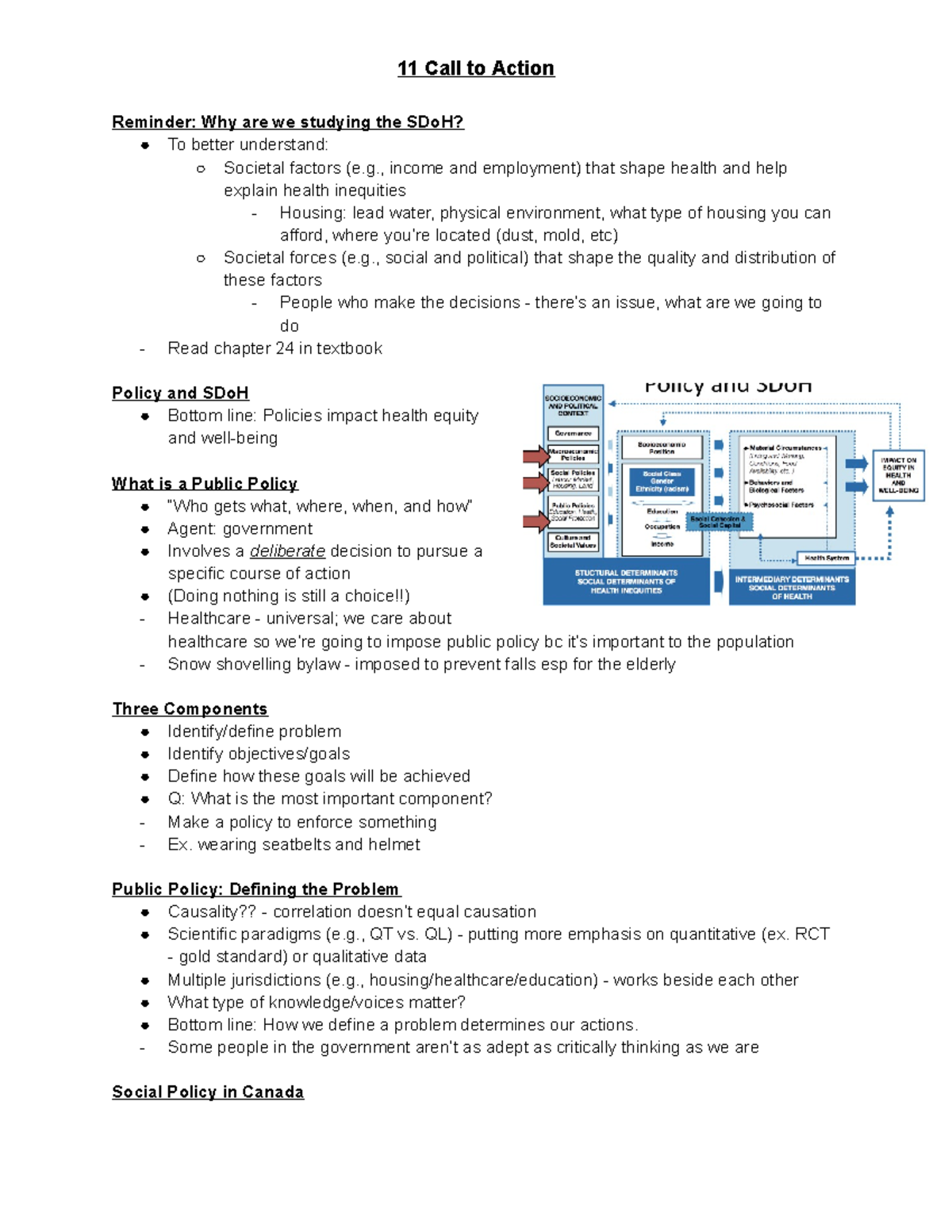 11 Call to Action - detailed textbook notes for SDoH - 11 Call to ...