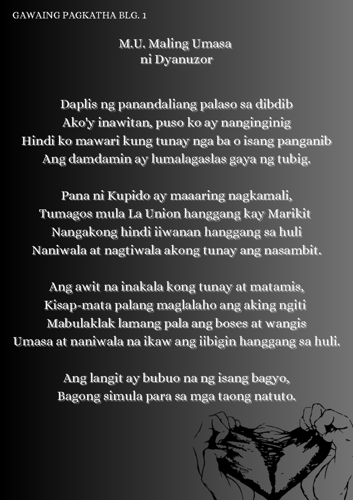 Maling Umasa - Paglikha ng isang Soneto. - Daplis ng panandaliang ...
