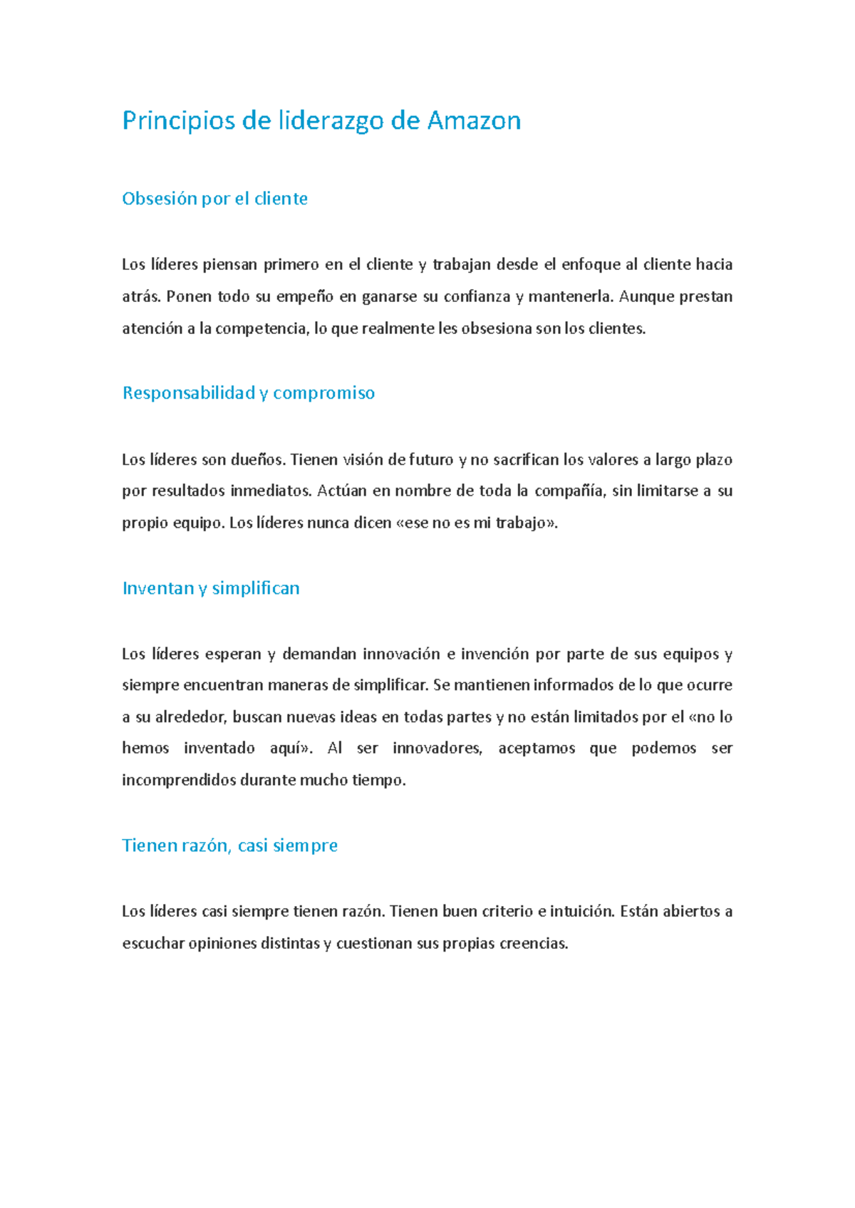 T1 sabias Amazon - GESTION ESTRATEGICA - Principios de liderazgo de ...