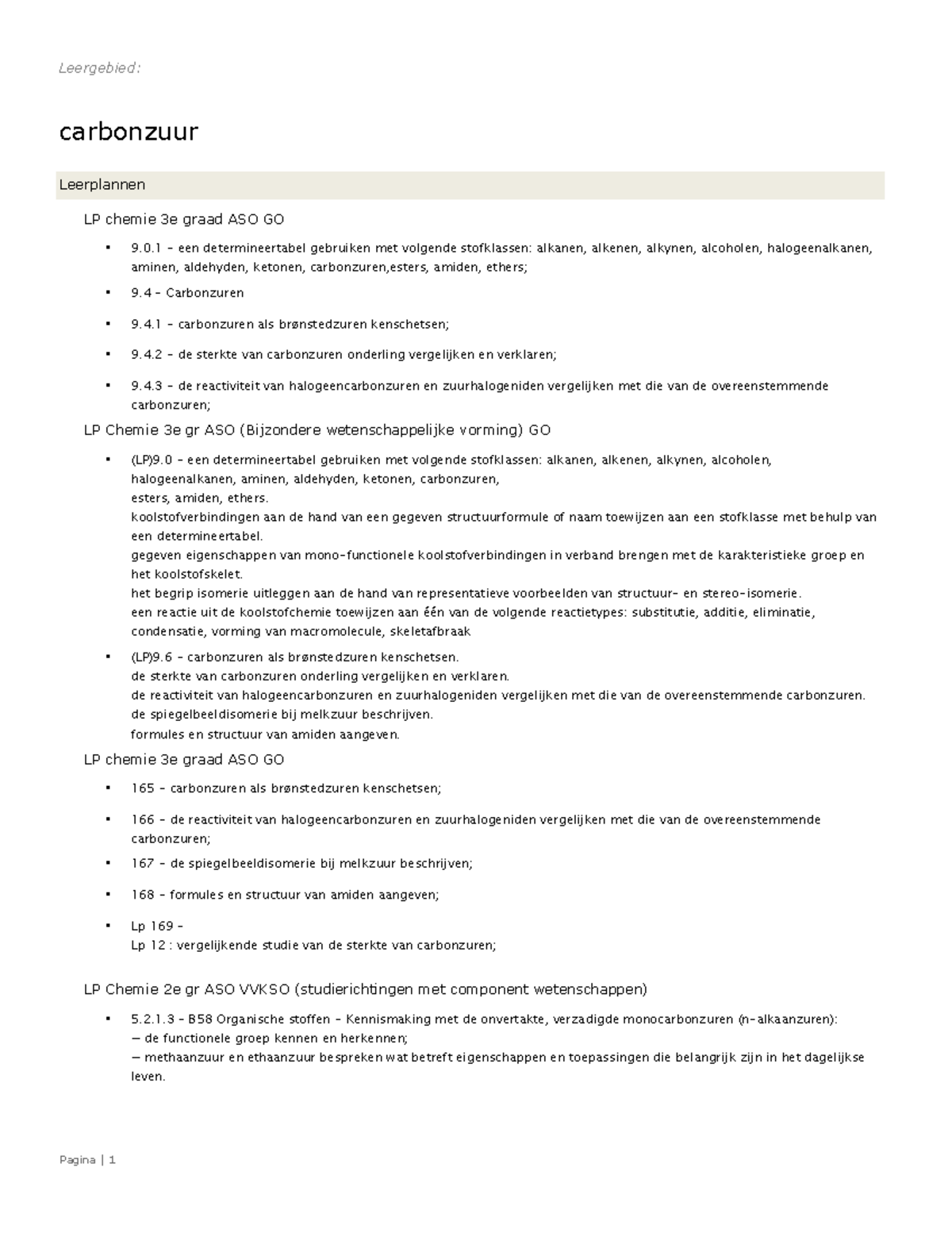 B egrip leerplan hst9 carbonzuur - Leergebied: carbonzuur LP chemie 3e ...