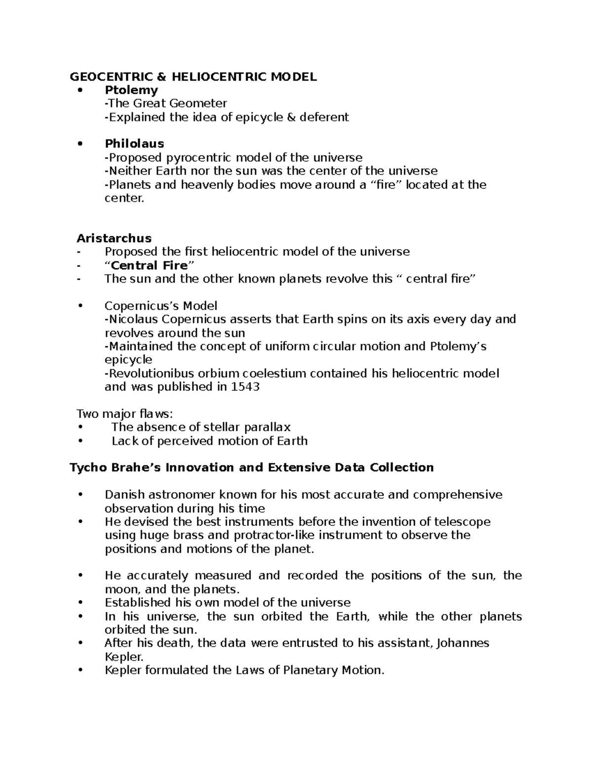 Reading Material for Physci - GEOCENTRIC & HELIOCENTRIC MODEL - Ptolemy ...
