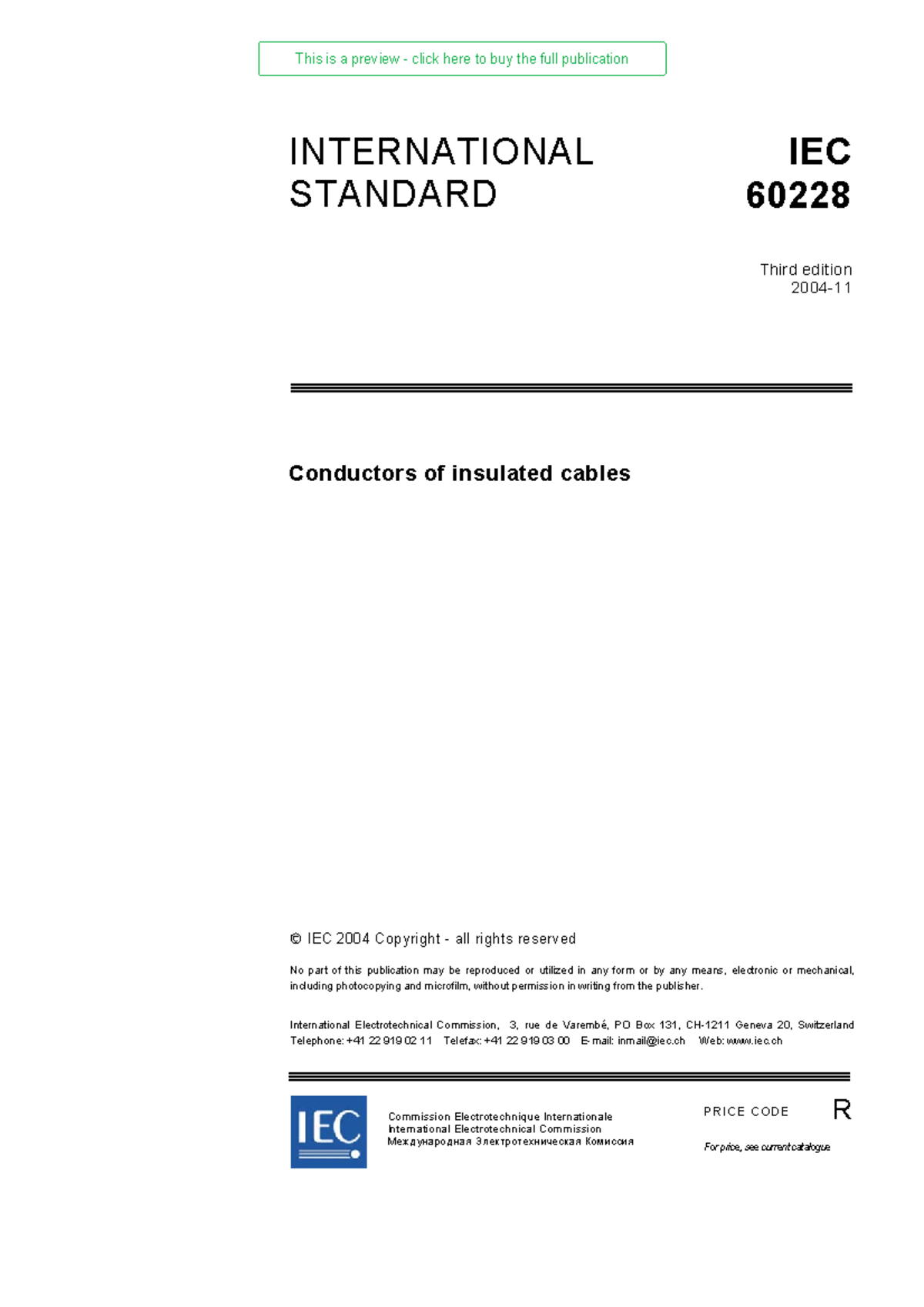 IEC 60228 Conductor OF Insol. Cables - Conductors of insulated cables ...