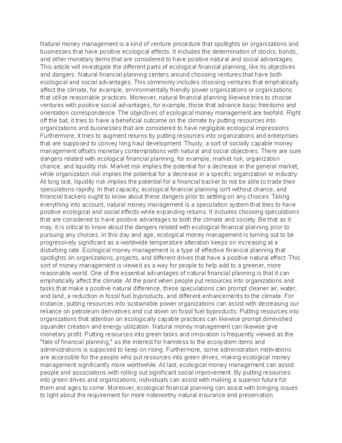 EP 13 - INFORMATIVE - Natural money management is a kind of venture ...