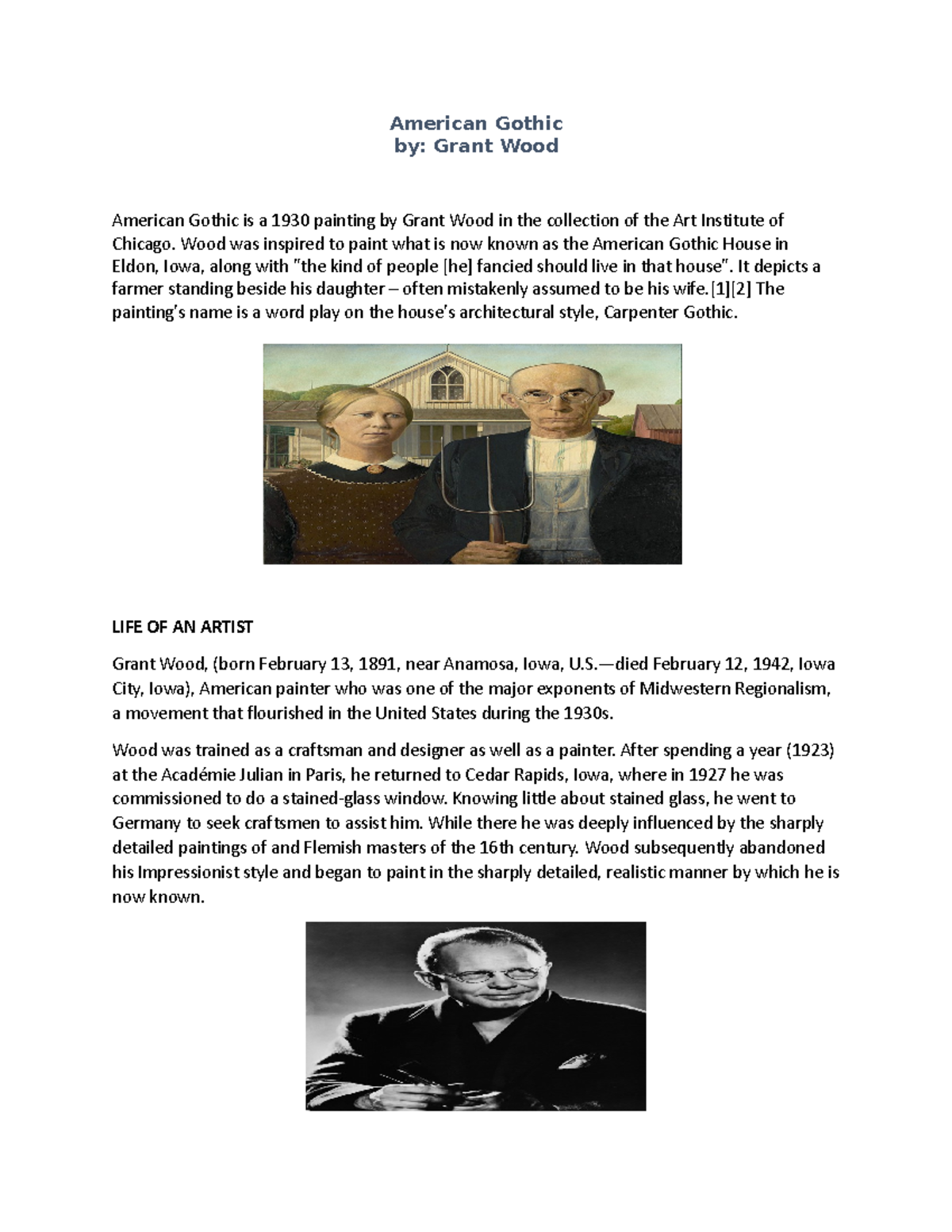 American Gothic - good - American Gothic by: Grant Wood American Gothic ...