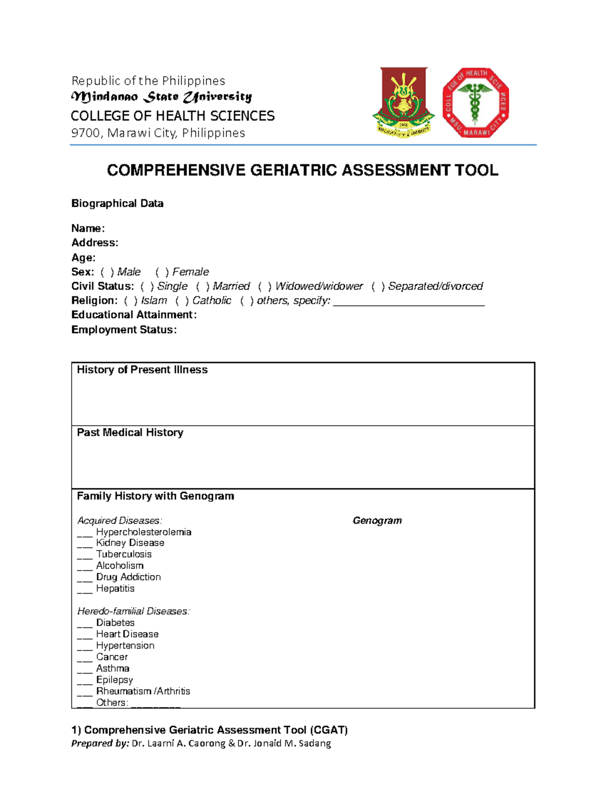 Revised-CGAT - comprehensive geriatric assessment tool - 1 ...