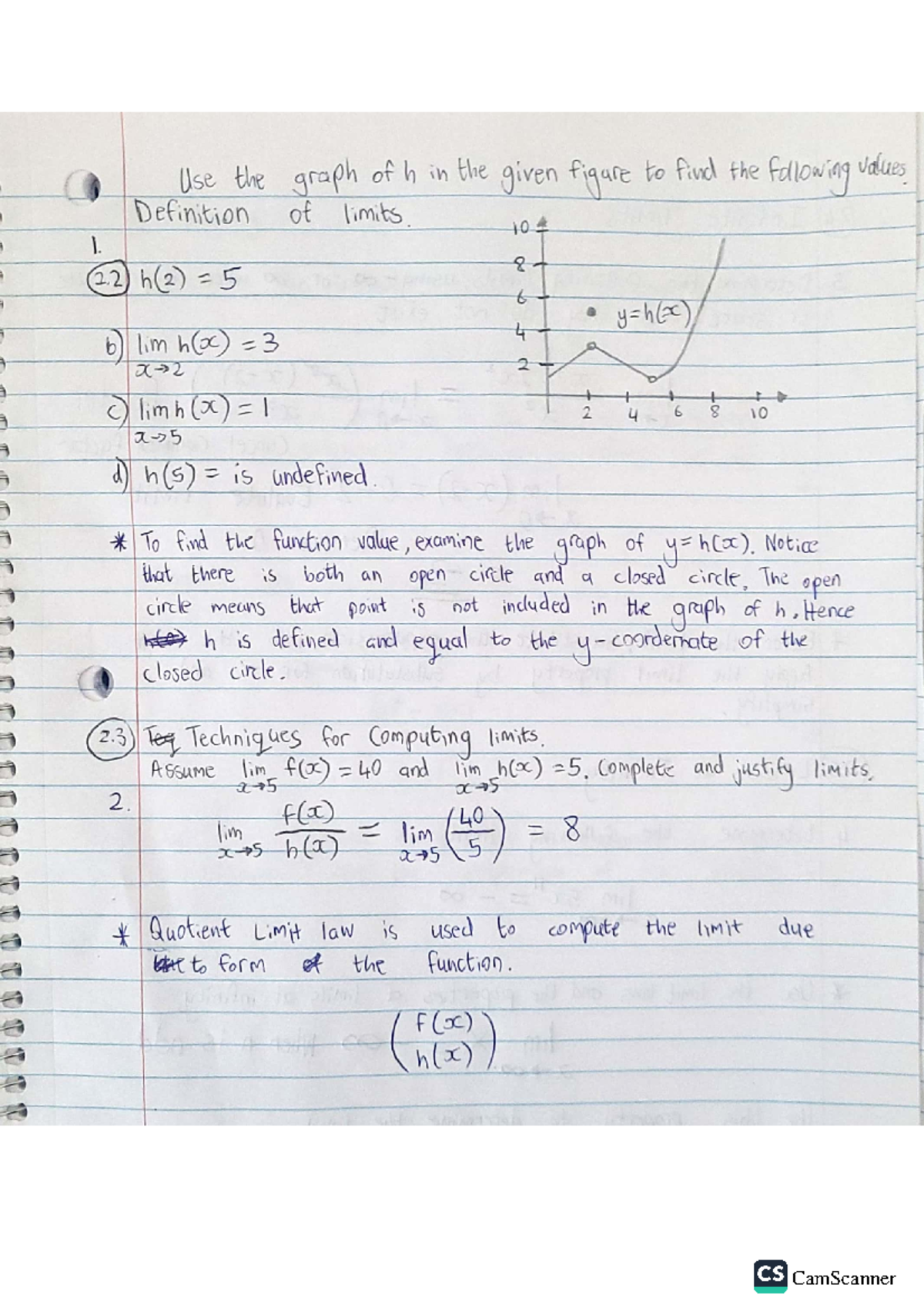 Chapter 2 Limits practice problems - MAT 171 - CamScanner CamScanner - Studocu
