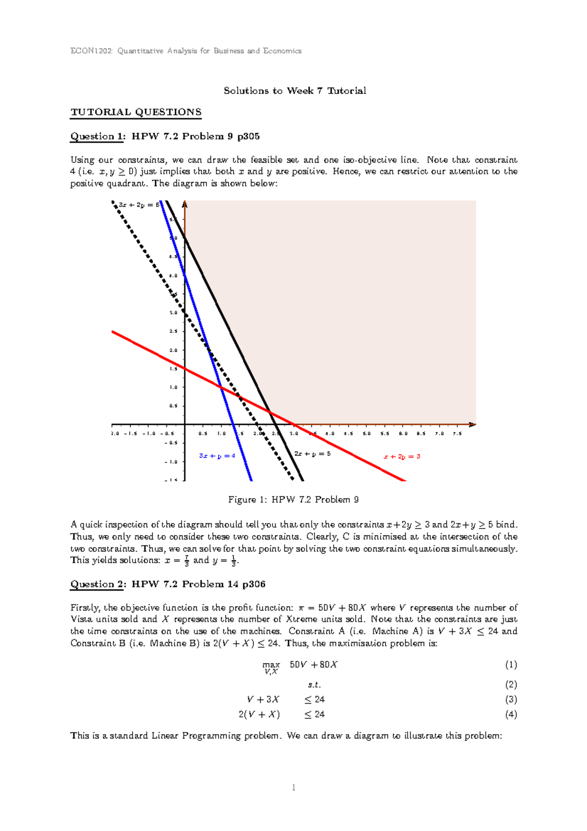 Week 7 - Detailed Tutorial Solutions - ECON1202: Quantitative Analysis for Business and ...