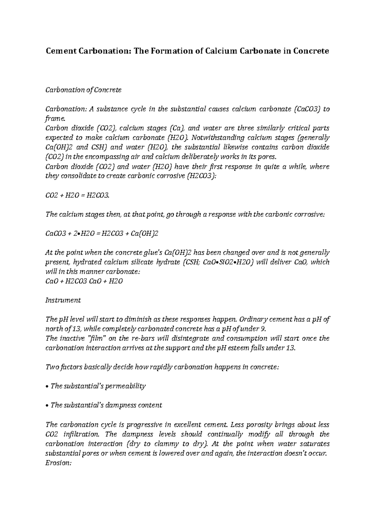 Cement Carbonation - The Formation of Calcium Carbonate in Concrete ...