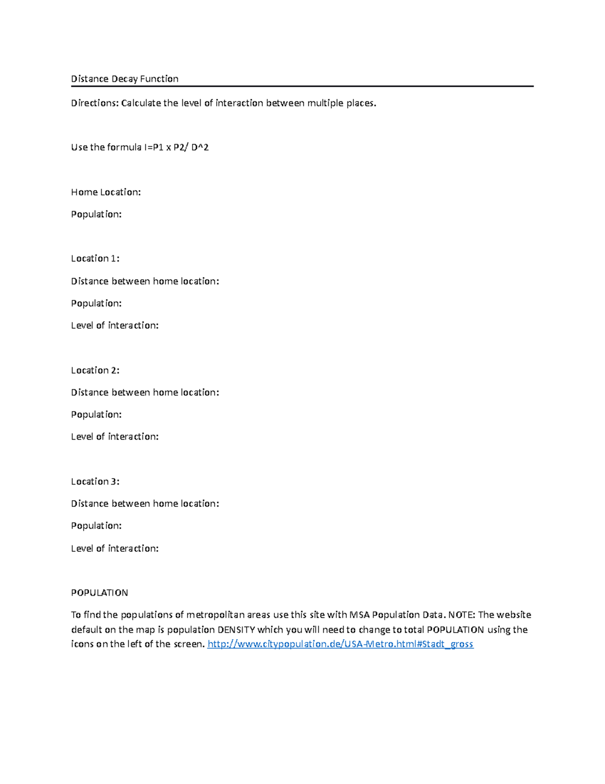 Distance Decay Function - Distance Decay Function Directions: Calculate ...