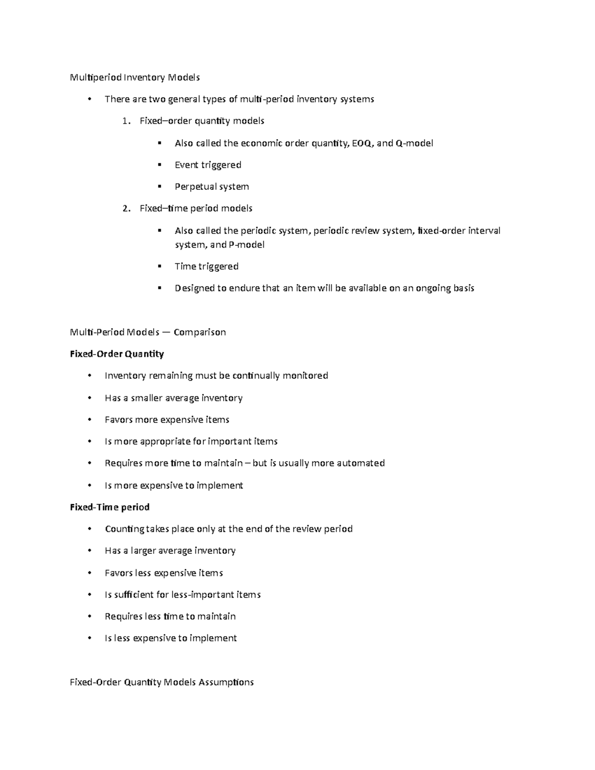Lecture Notes 24 d - Multiperiod Inventory Models - There are two ...