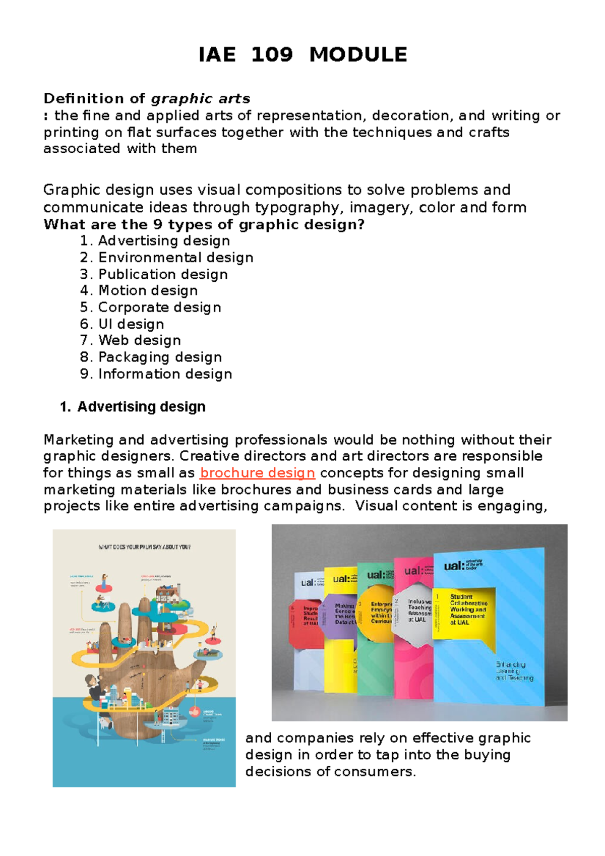 Graphic-ARTS - graphic arts - IAE 109 MODULE Definition of graphic arts ...