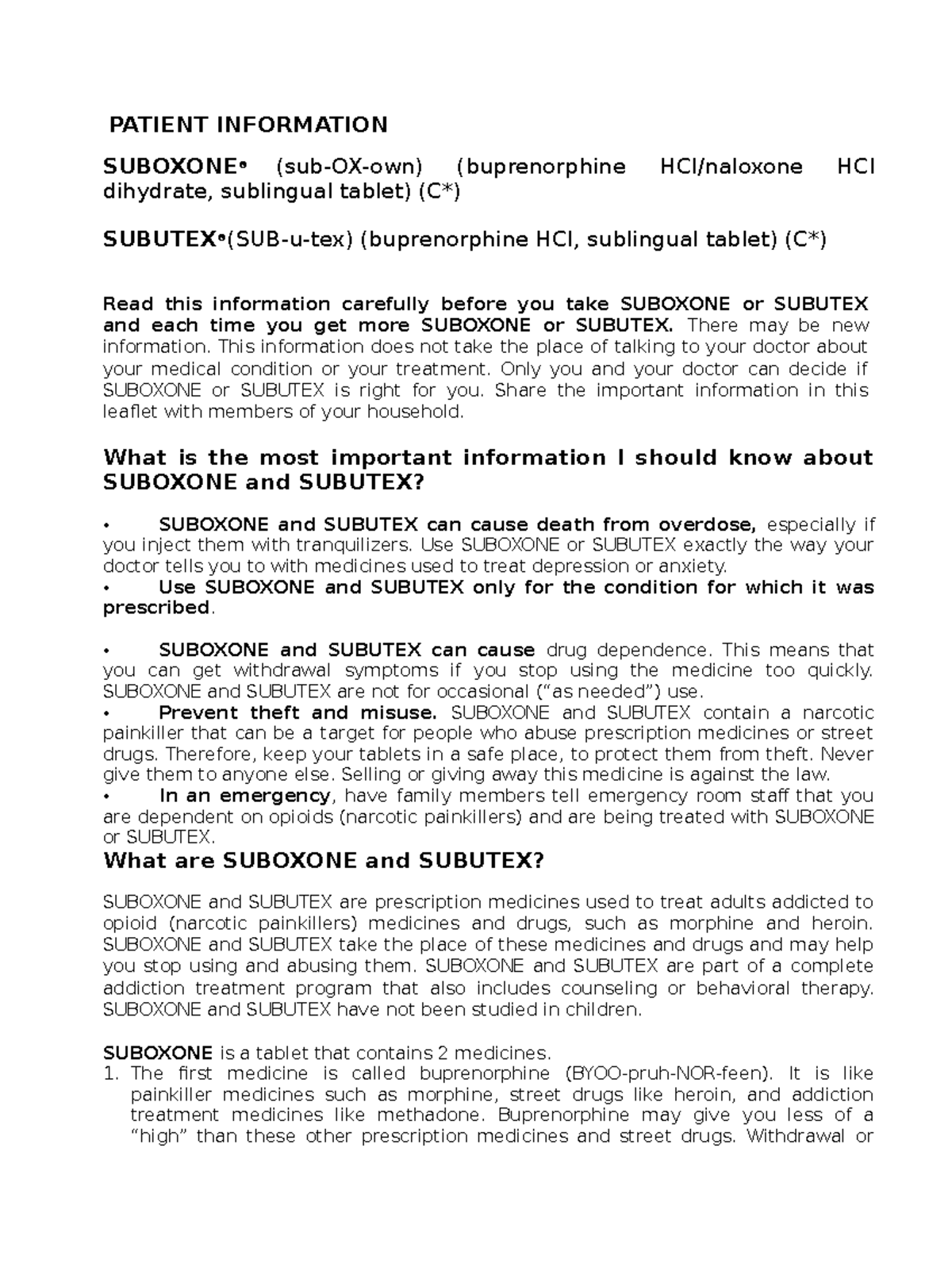 7.patient counselling Rohith - PATIENT INFORMATION SUBOXONE® (sub-OX ...