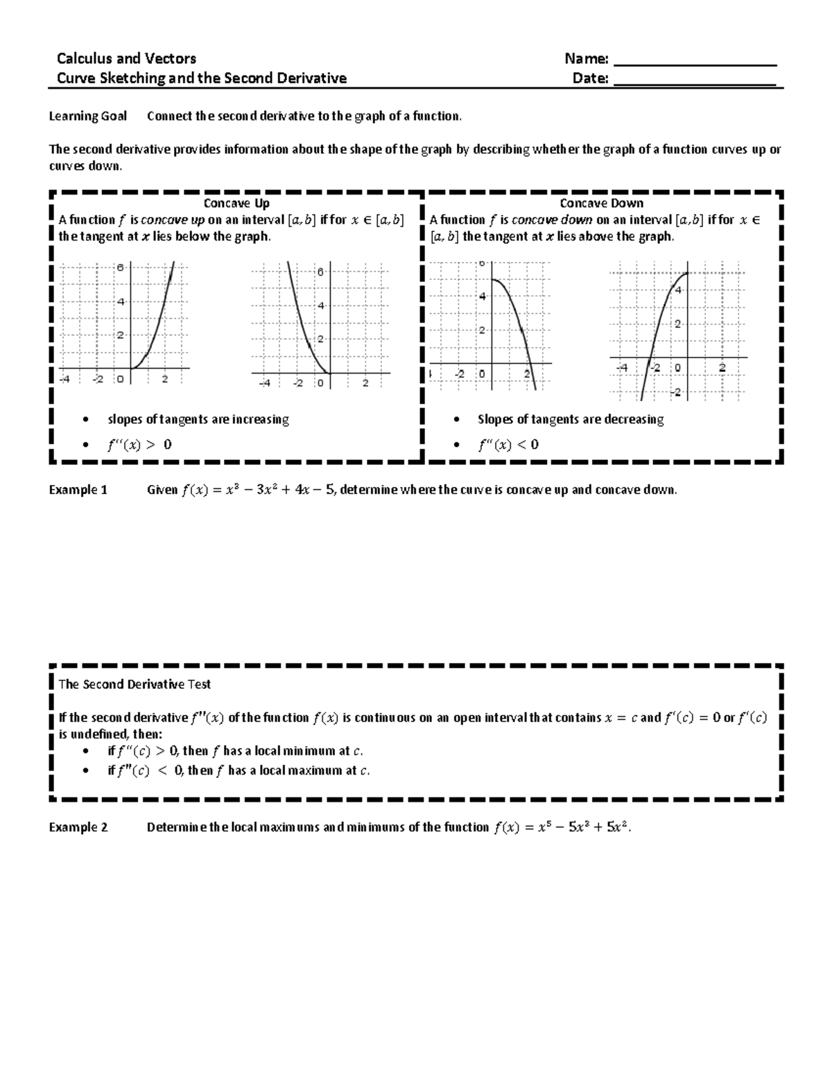 Curve Sketching 2.2 - Second Derivatives - Warning: TT: undefined ...