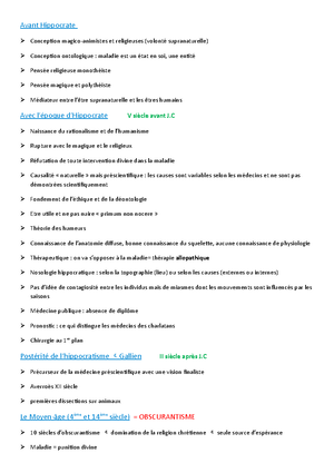 Histoire de la médecine, cours entier - Histoire de la médecine PACES ...