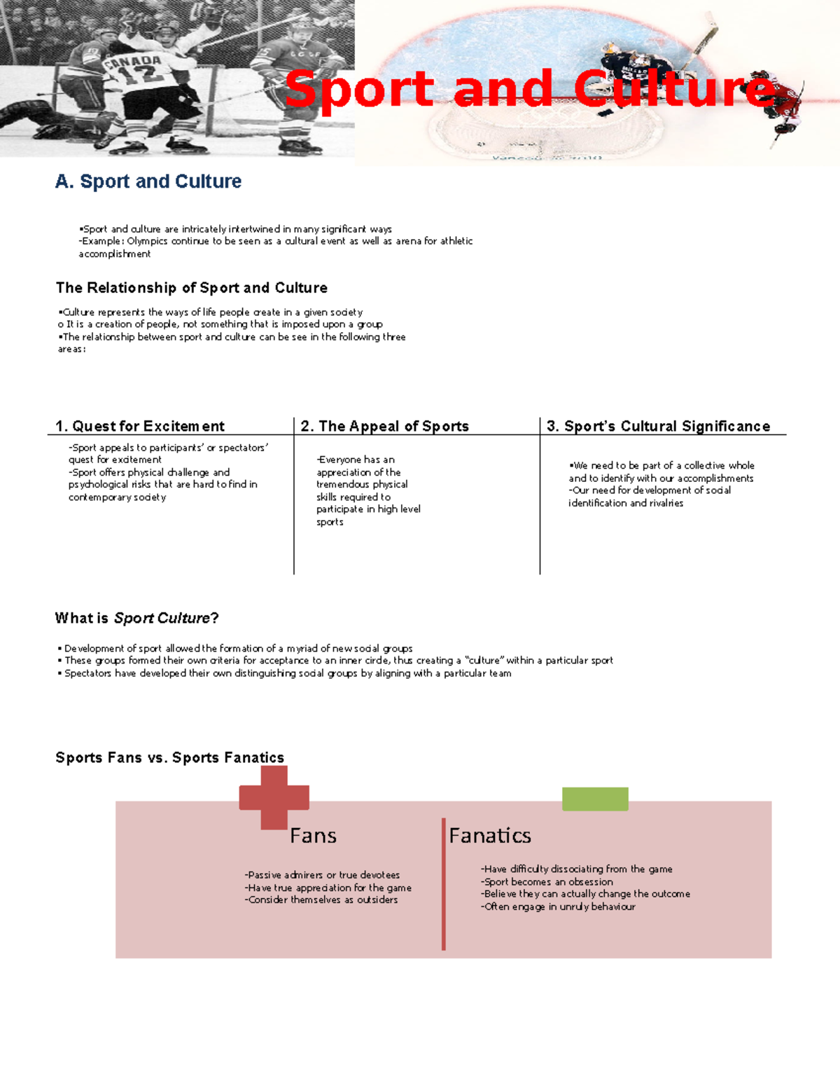 Sport and cultuRE - Sport and Culture A. Sport and Culture The ...