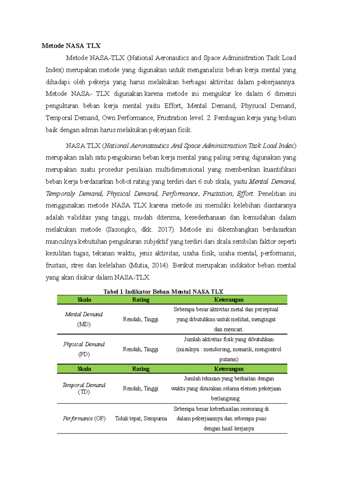 Metode NASA TLX - Metode NASA TLX Metode NASA-TLX (National Aeronautics and Space Administration ...