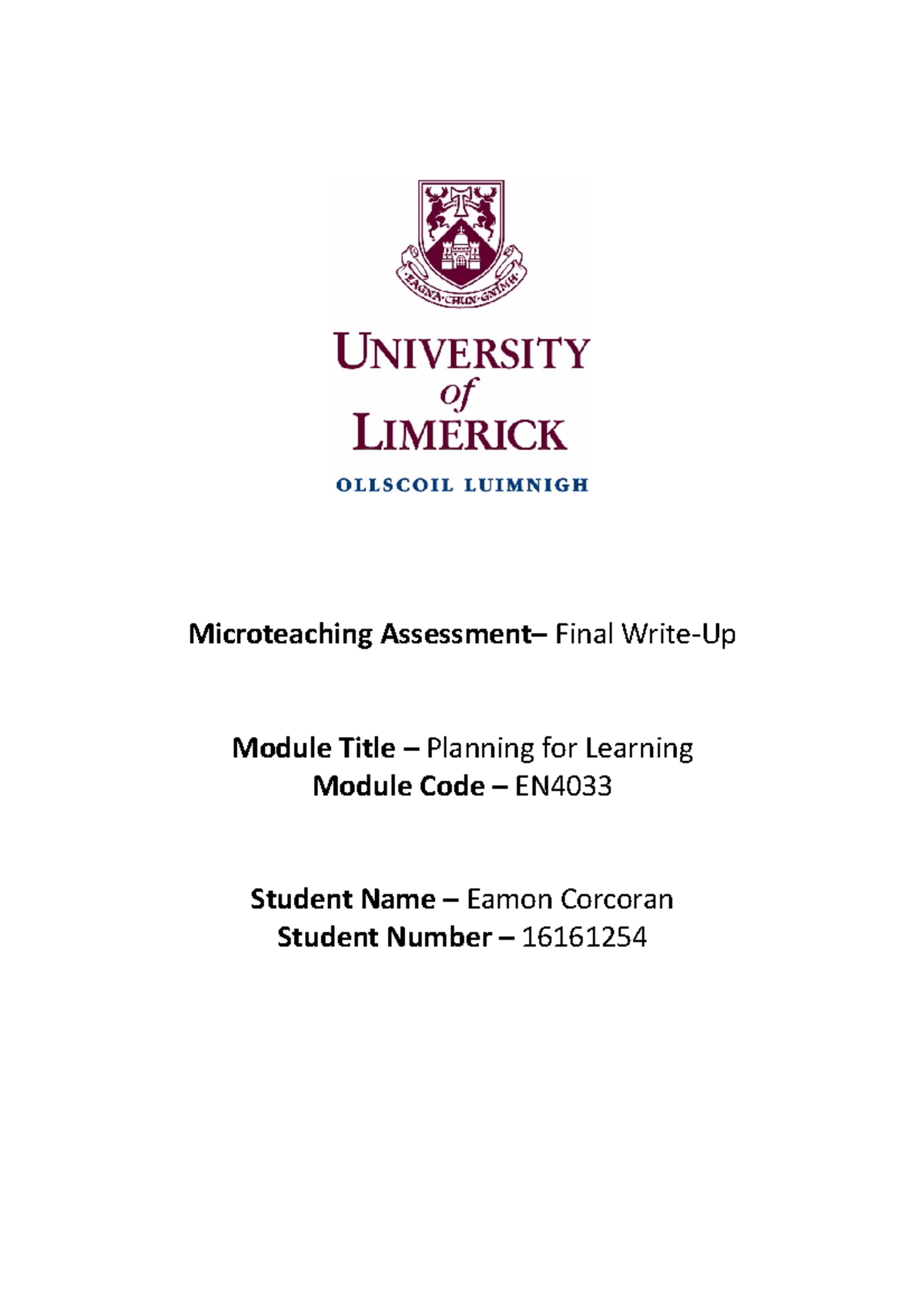 Final Education Write Up - Microteaching Assessment– Final Write-Up ...