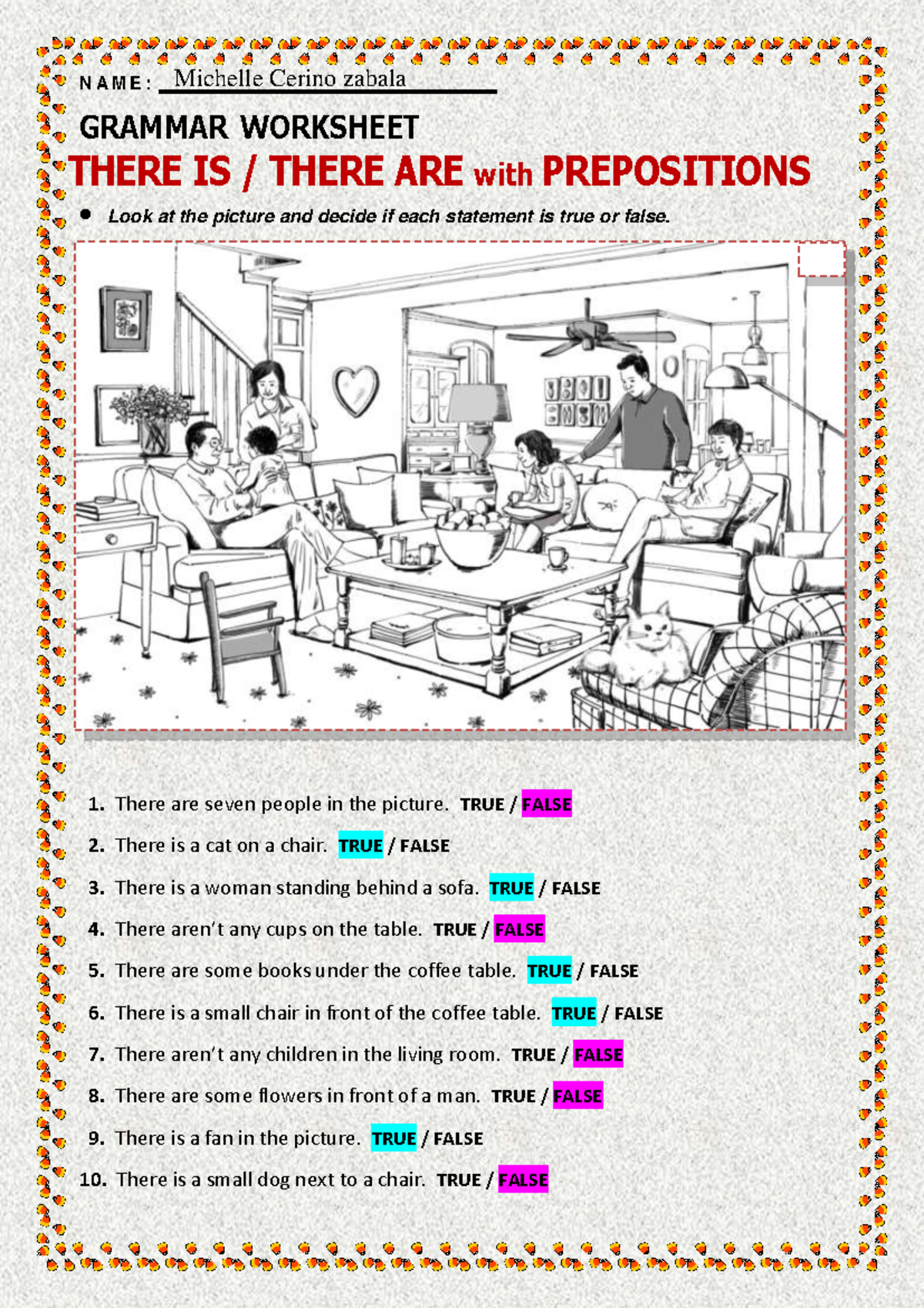 Exrcise 3 There IS There ARE - THERE IS / THERE ARE with PREPOSITIONS ...