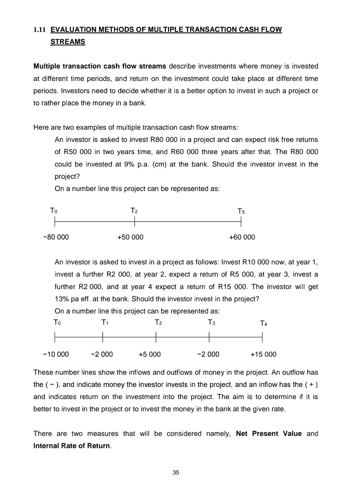 Chapter 1 35 - 1 EVALUATION METHODS OF MULTIPLE TRANSACTION CASH FLOW ...