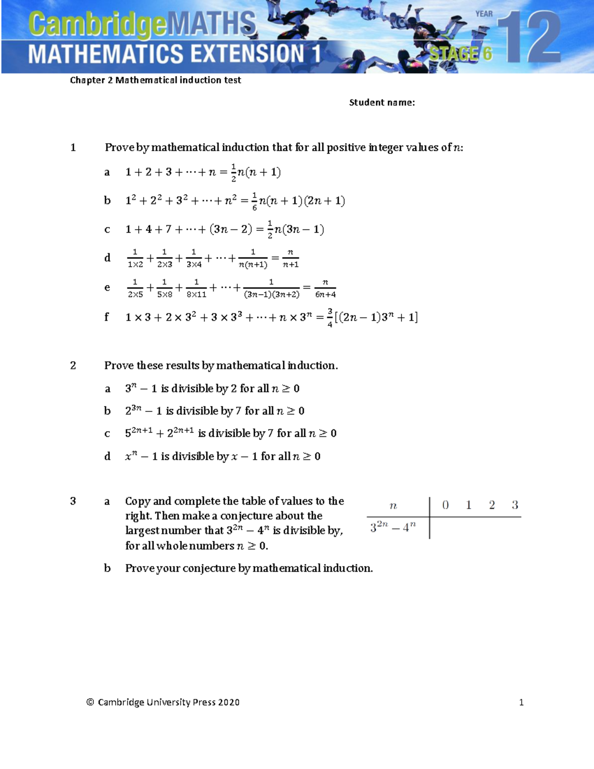 Chapter-2-test - ssssș - Chapter 2 Mathematical induction test ...